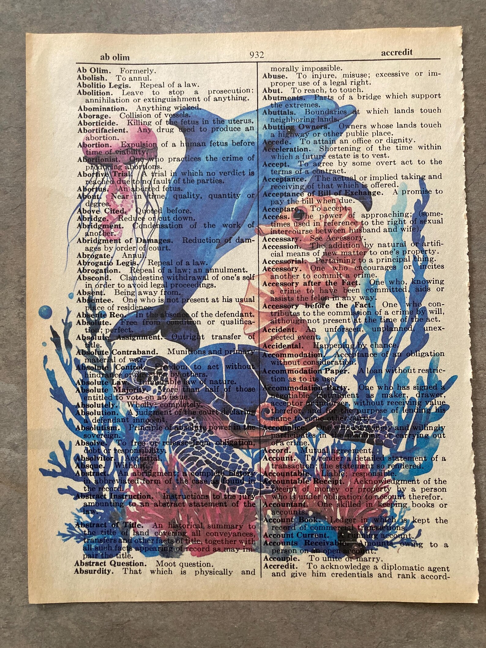 Beach Coastal Themed Dictionary Prints,sea Navy Blue, Coastal Decor Sea ...