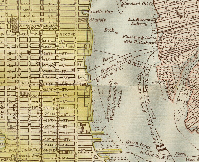 1887 New York City Map Reprint, Vintage New York City Map Reprint, 4 ...