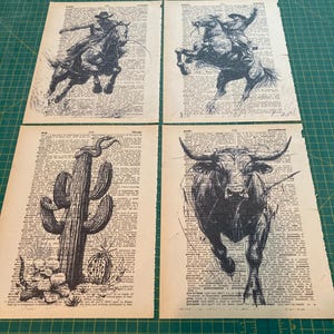 Cowboy Western Wall Themed Dictionary Print Set #1160 - Southwest Decor ...