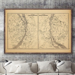 1898 Star Charts Reprint, Victorian Astronomy and Astrology Map Reprint ...