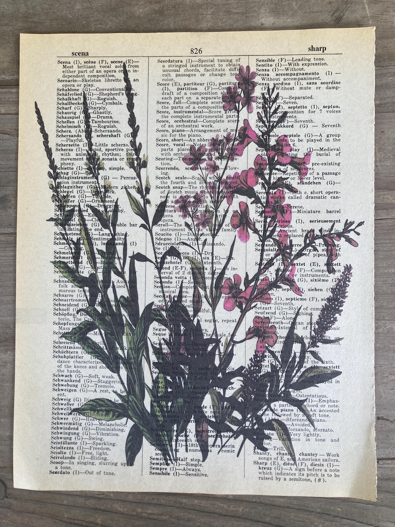 Wild Flowers Themed Dictionary Print Set - Floral Dictionary Art ...