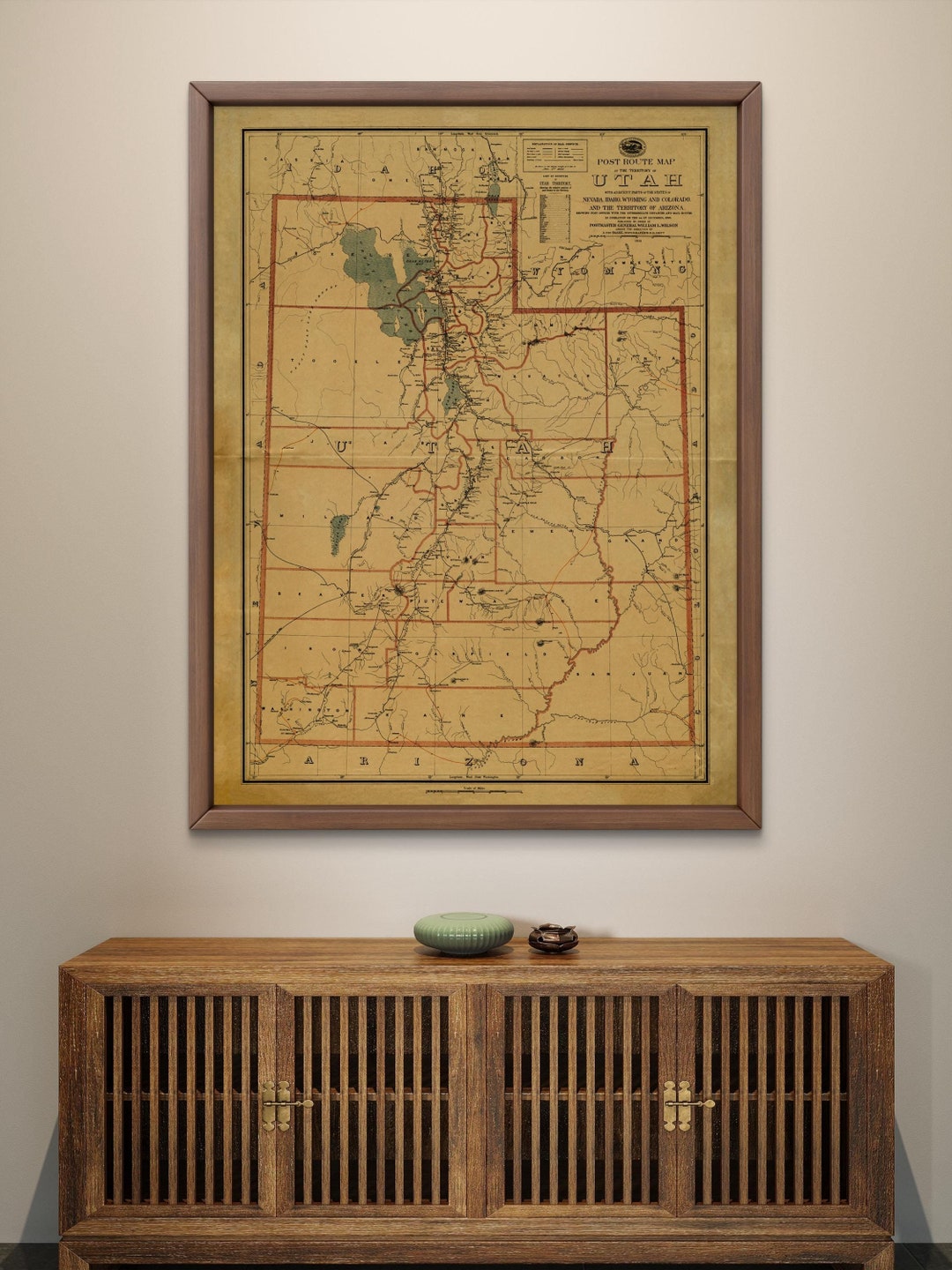 1895 Utah Postal Route Map Reprint - Utah Map Decor/gift - 4 Sizes up ...