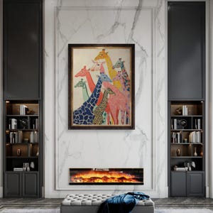 Colorful Giraffes Wall Art – Whimsical Safari Animal Print for Kids ...