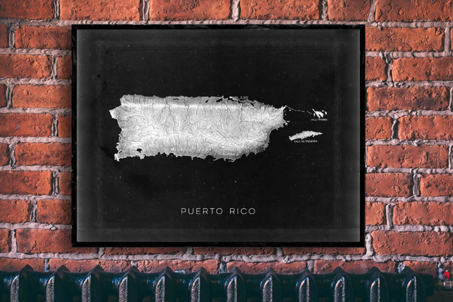Puerto Rico Relief Map Reprint Vintage Puerto Rico Map | Etsy