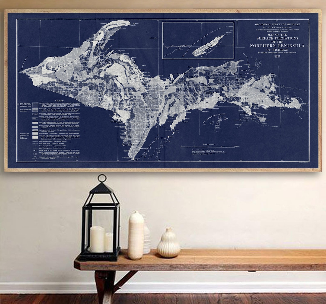 1911 Upper Peninsula Michigan Map Reprint - Vintage Geological Map ...