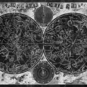 1850 Astronomy & Astrological Map, Victorian Astronomy Reprint -5 Large ...