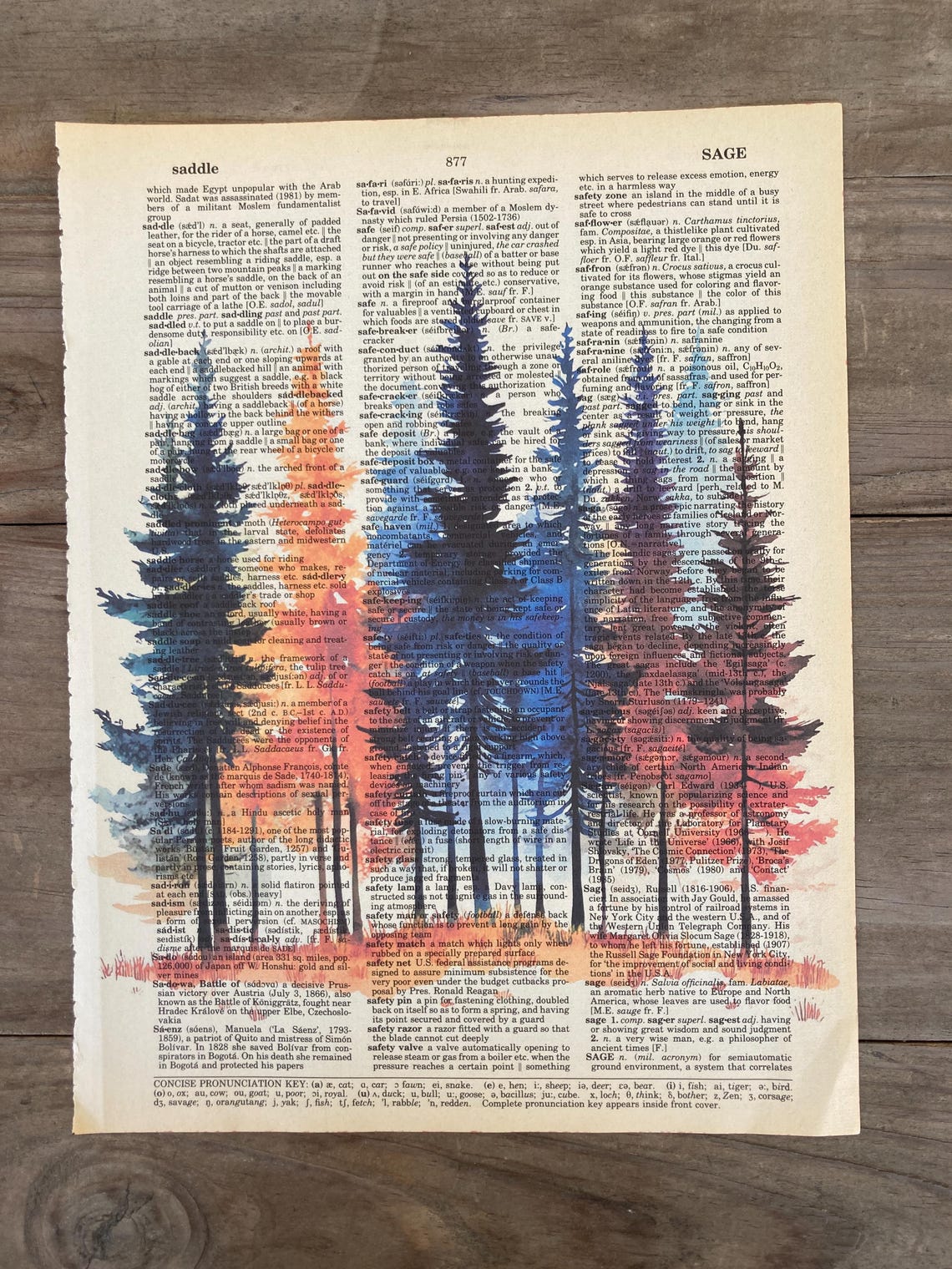 Pine Trees Themed Dictionary Print, Pine Trees, 5-piece Set, Green Tree ...