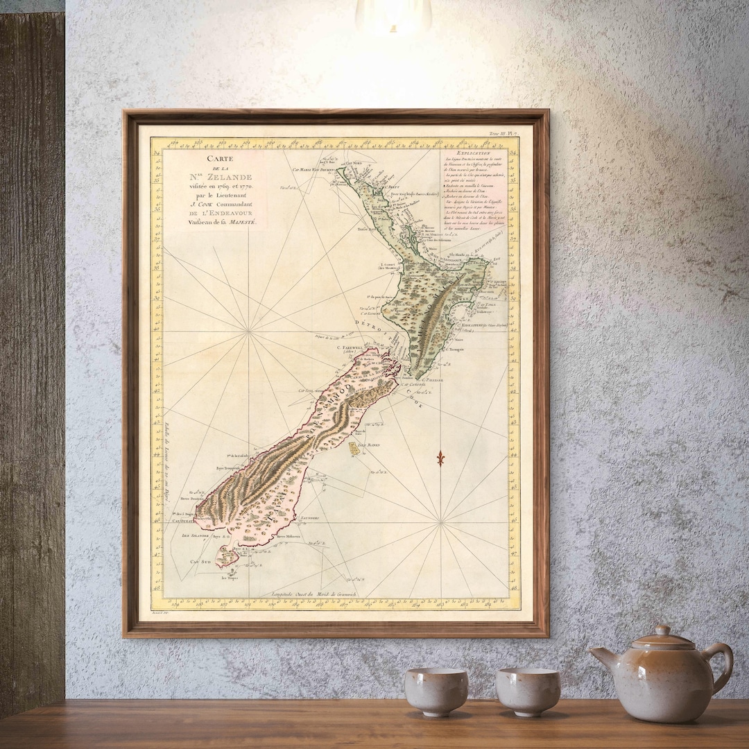 1784 New Zealand Map Reprint - Semi-nautical Chart - 4 Sizes up to ...