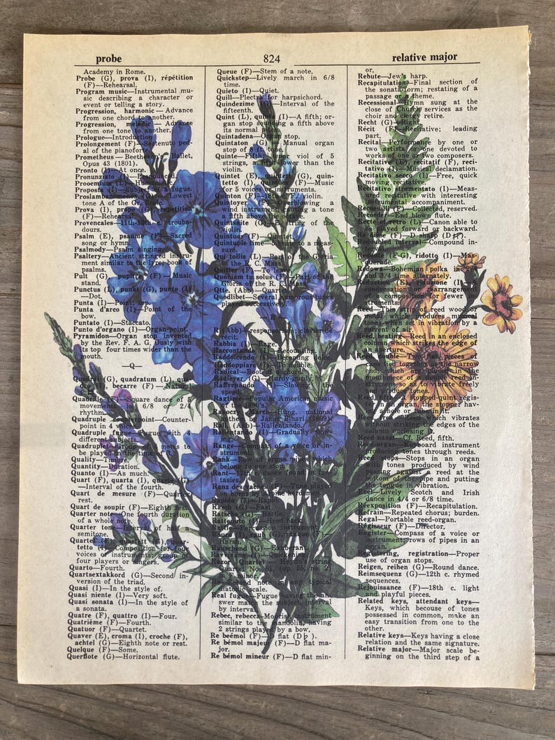 Wild Flowers Themed Dictionary Print Set - Floral Dictionary Art ...