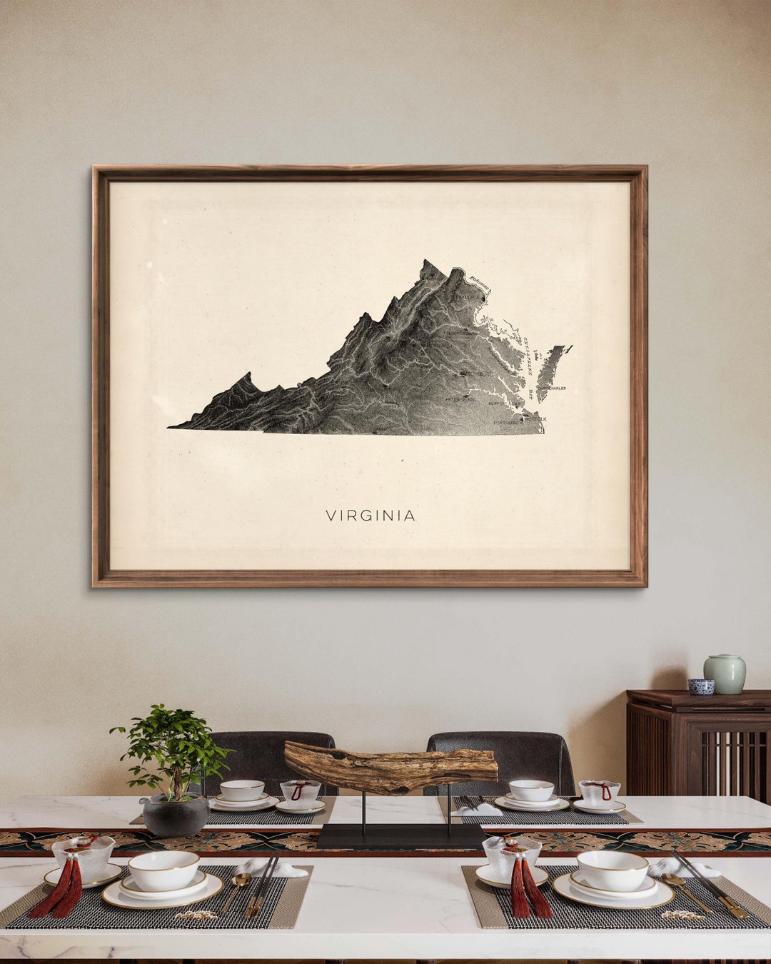 Virginia Relief Map Reprint, Vintage Virginia Map Reprint - 6 Large/xl ...