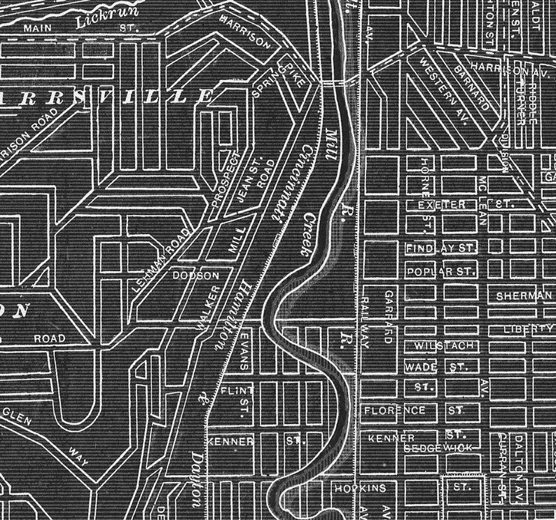 1887 Cincinnati Map Reprint - Vintage Cincinnati Reprint 4 Large/xl ...