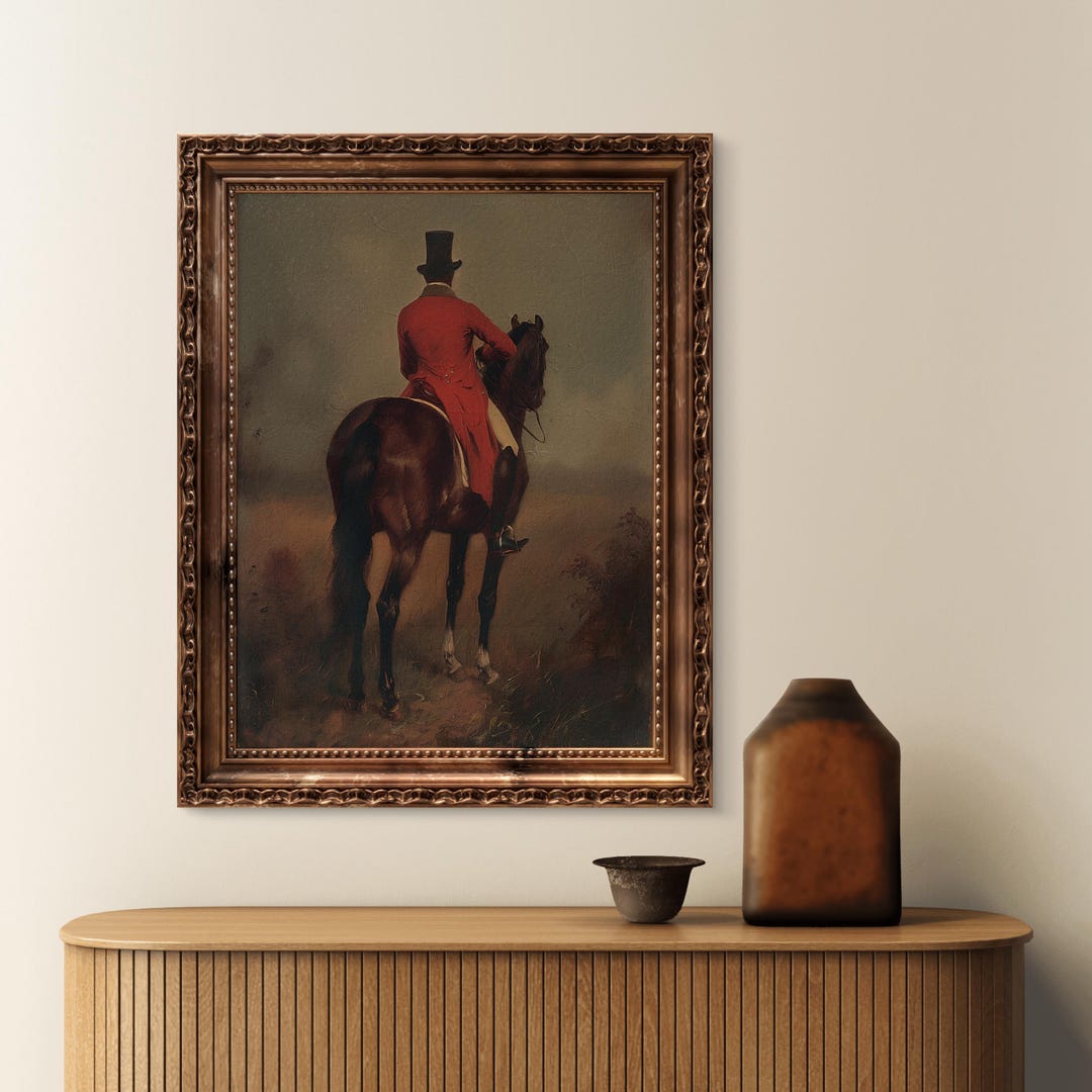 Vintage Fox Hunt Rider Oil Painting – Equestrian Wall Art Poster ...