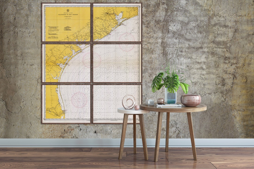 1941 Texas Coast Nautical Chart Reprint, Galveston to Rio Grande Map ...
