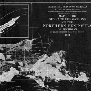 1911 Upper Peninsula Michigan Map Reprint - Vintage Geological Map ...