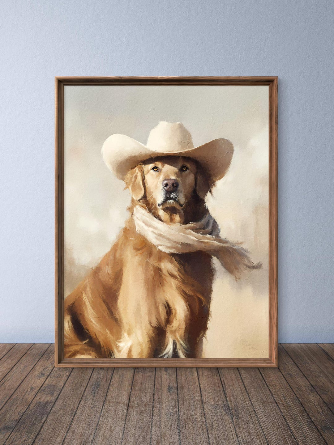 Dog Cowboy Art Print - Funny Animal Cowboy Decor - Digital Painting ...