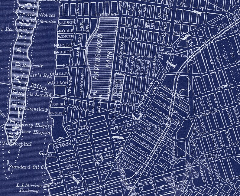1887 New York City Map Reprint, Vintage New York City Map Reprint, 4 ...