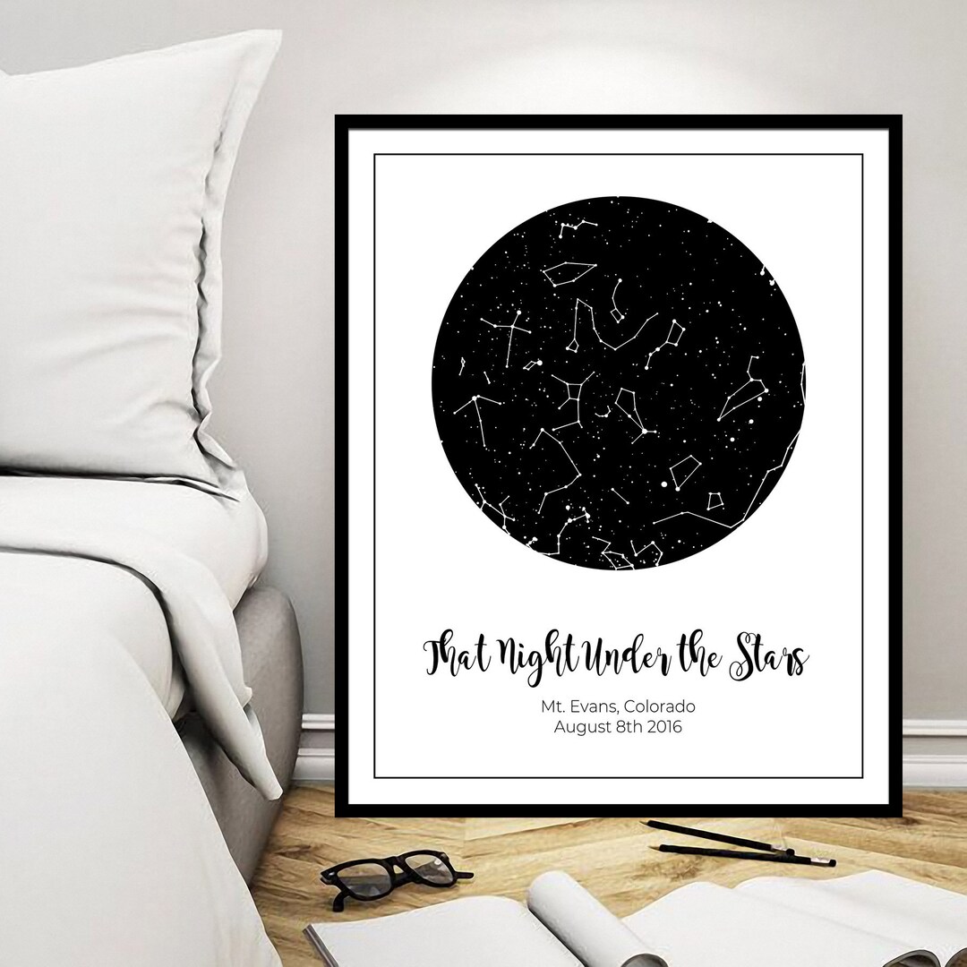 Personalized Custom Star Map, Minimalistic Star Map Poster, Wedding ...