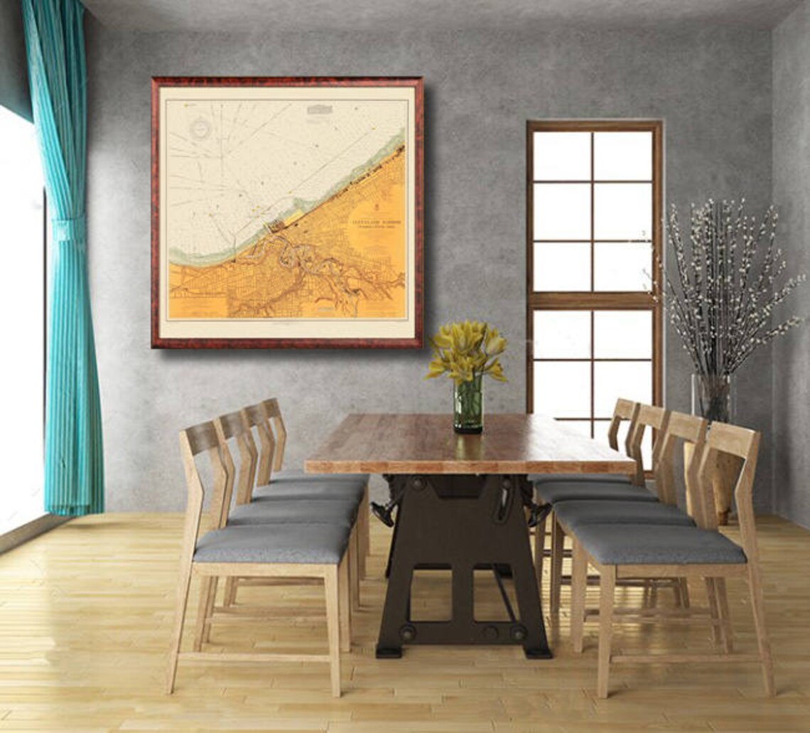 1911 Cleveland Harbor map Vintage Cleveland nautical map | Etsy