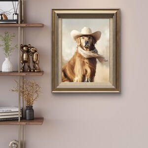 Dog Cowboy Art Print - Funny Animal Cowboy Decor - Digital Painting ...