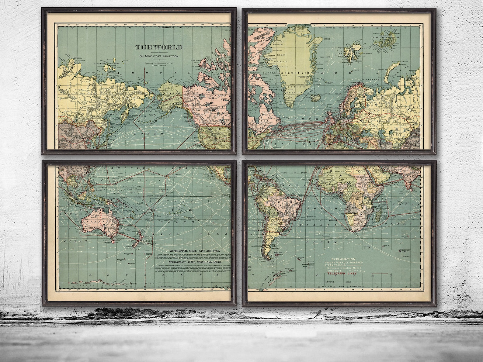 1912 World Map Reprint Kid's/nursery World Map Reprint | Etsy