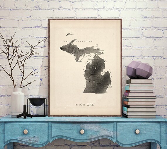 Michigan Relief Map Reprint Vintage Michigan Map Reprint 6 | Etsy