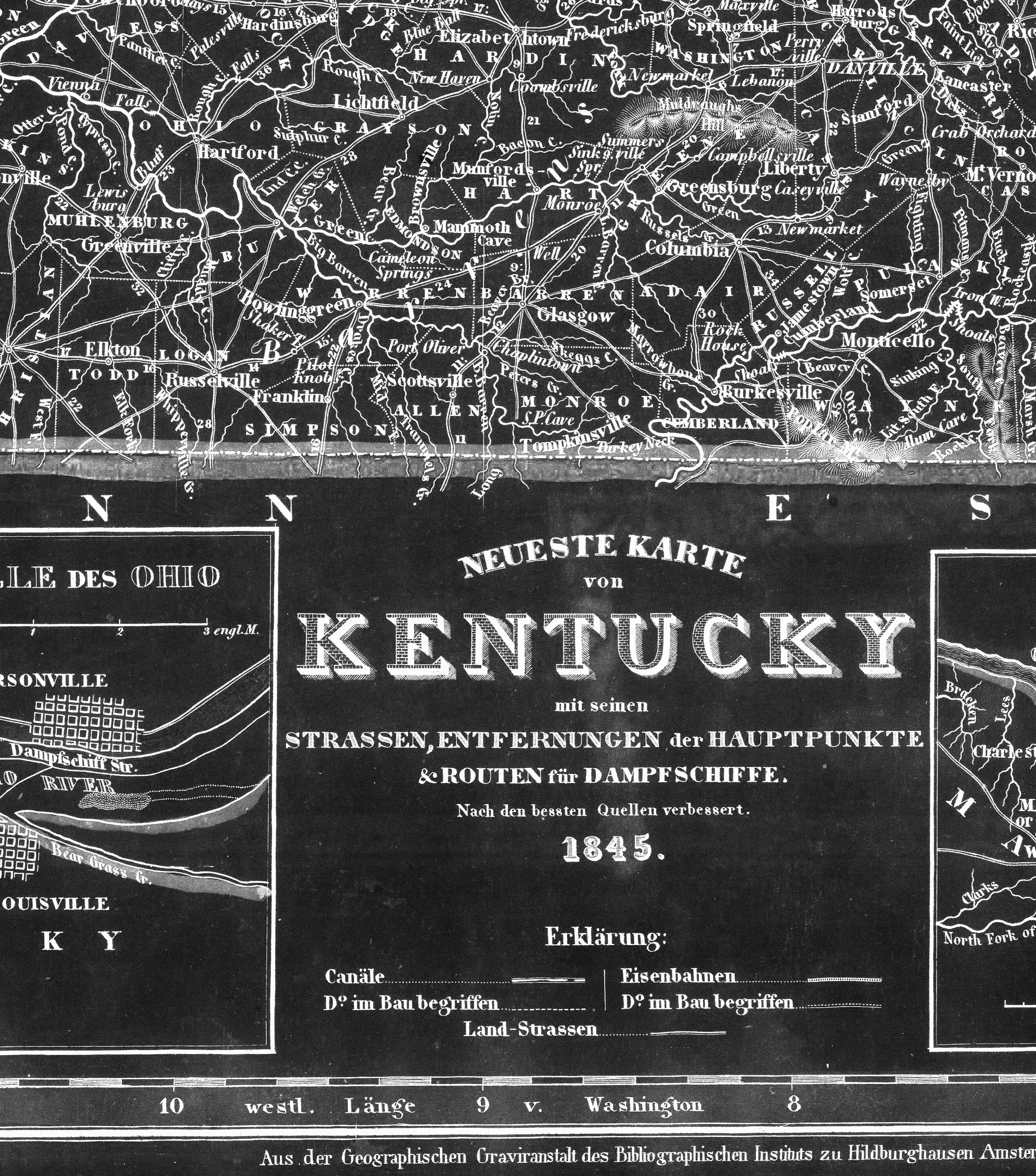 1845 Kentucky Map Reprint, Vintage Kentucky Map Reprint, Country Chic ...