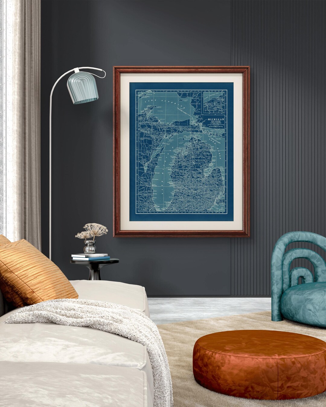 1920 Michigan Map Reprint, Retro Map Decor, 3 Large Sizes to 30 X 40 ...