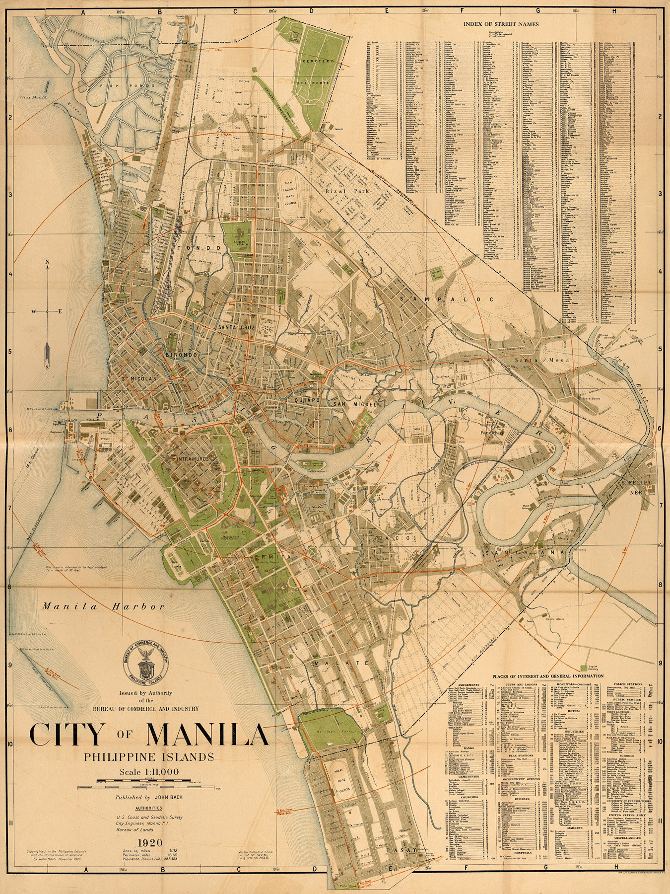 1920 Manila map reprint vintage Manila Philippines map - Etsy.de