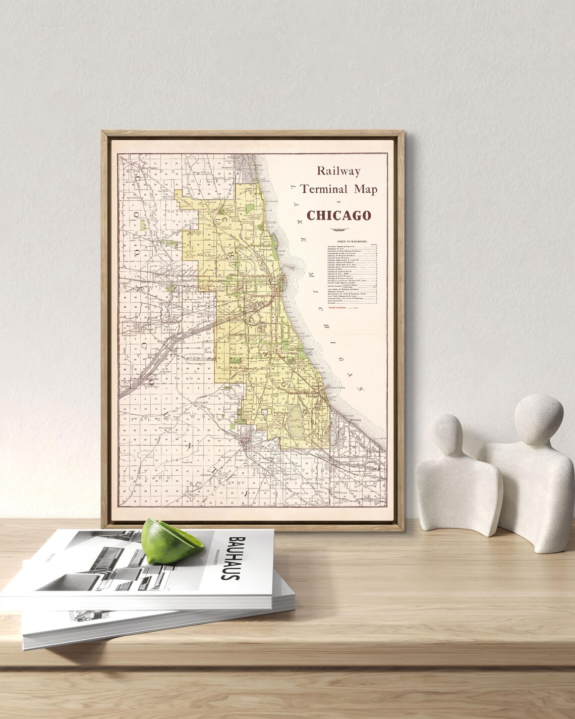 1912 Chicago Railway Map Reprint - Vintage Chicago Railroad Map Reprint ...