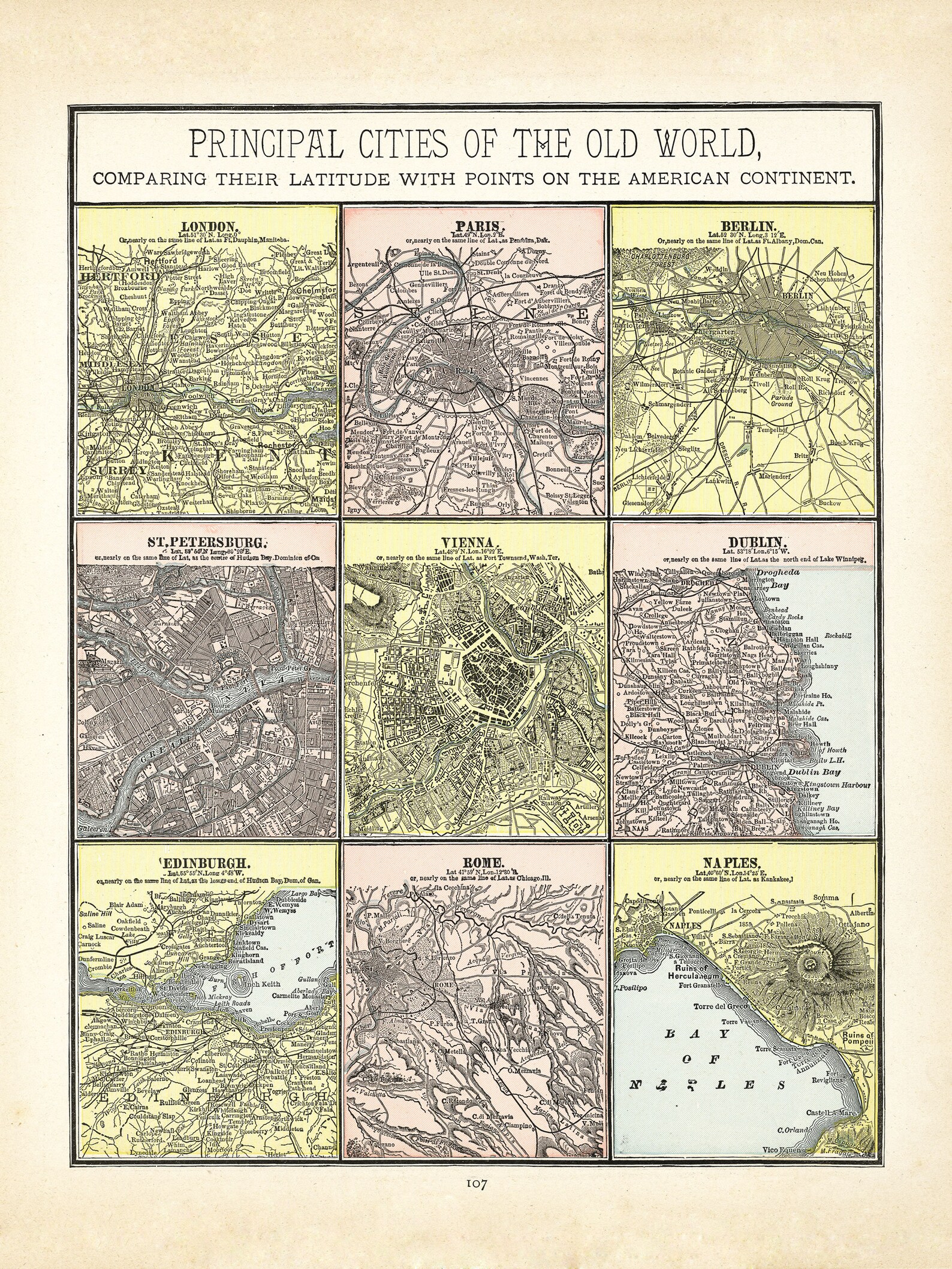 1887 Old World City Map Reprint Set- Victorian-era World Cities Map ...