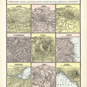 1887 Old World City Map Reprint Set- Victorian-era World Cities Map ...