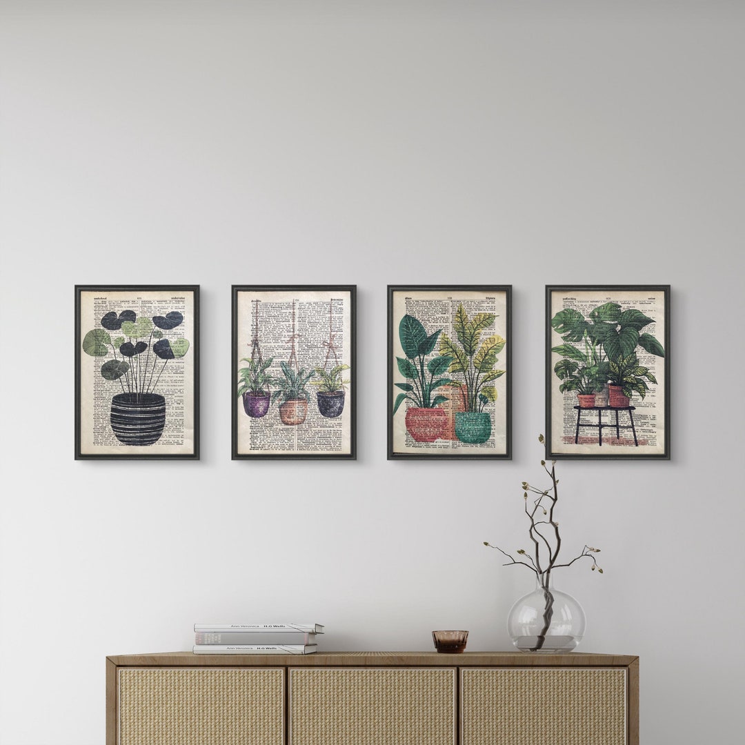 Plant Themed Dictionary Prints - 4 Piece Set - Art on Dictionary Page ...