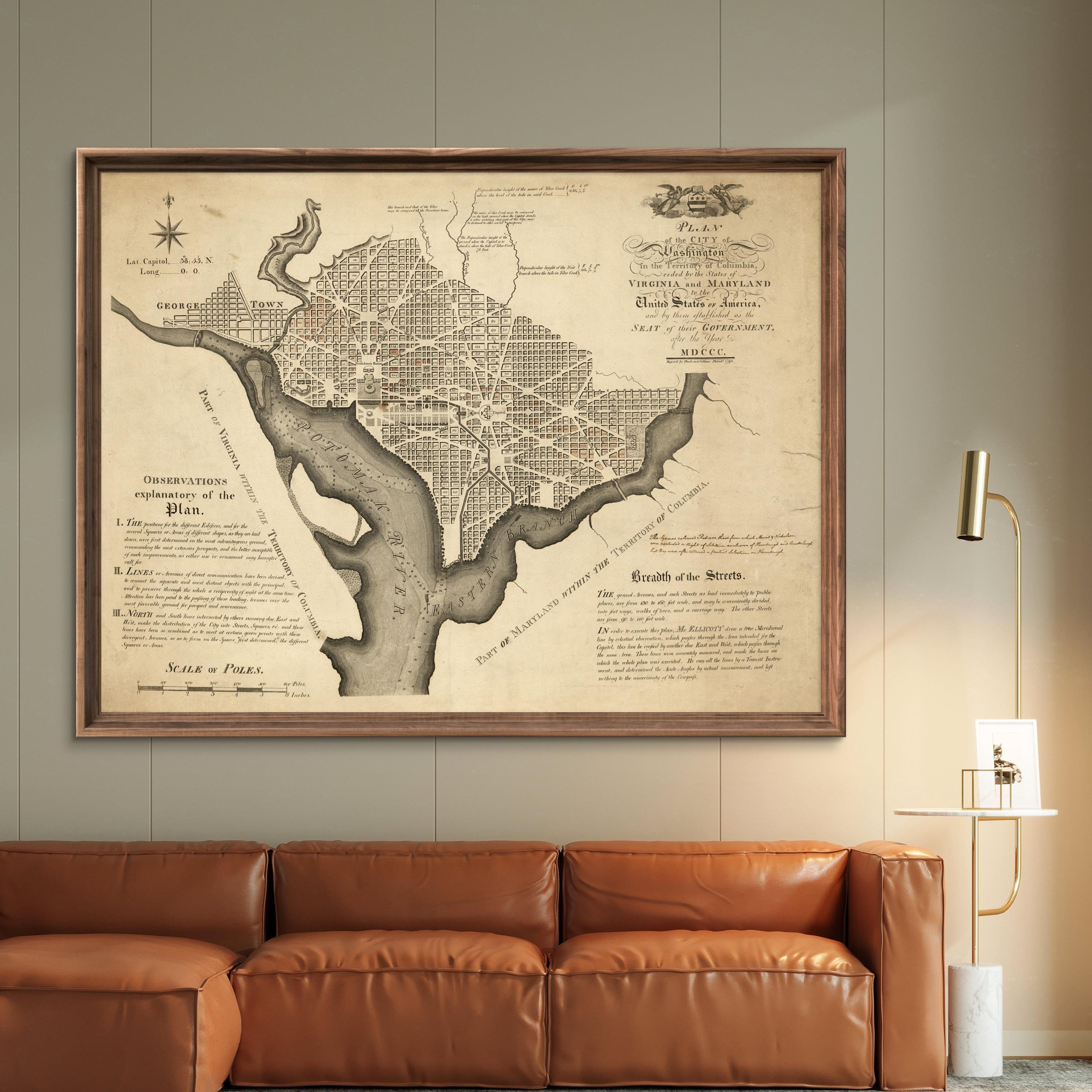 Map of Washington DC 1792 Reprint, Washington Dc/georgetown Map Reprint ...