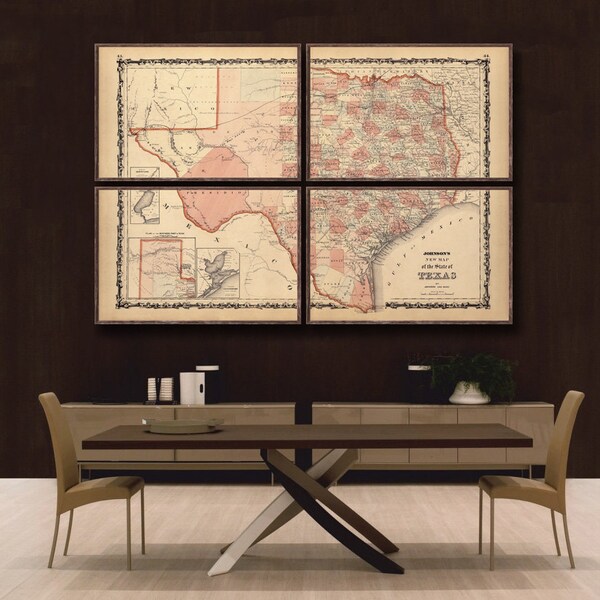 Texas Vintage Map - Etsy