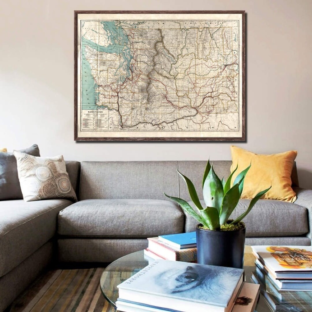 1928 Washington Railway Map Reprint - Washington State Map Reprint - 3 ...