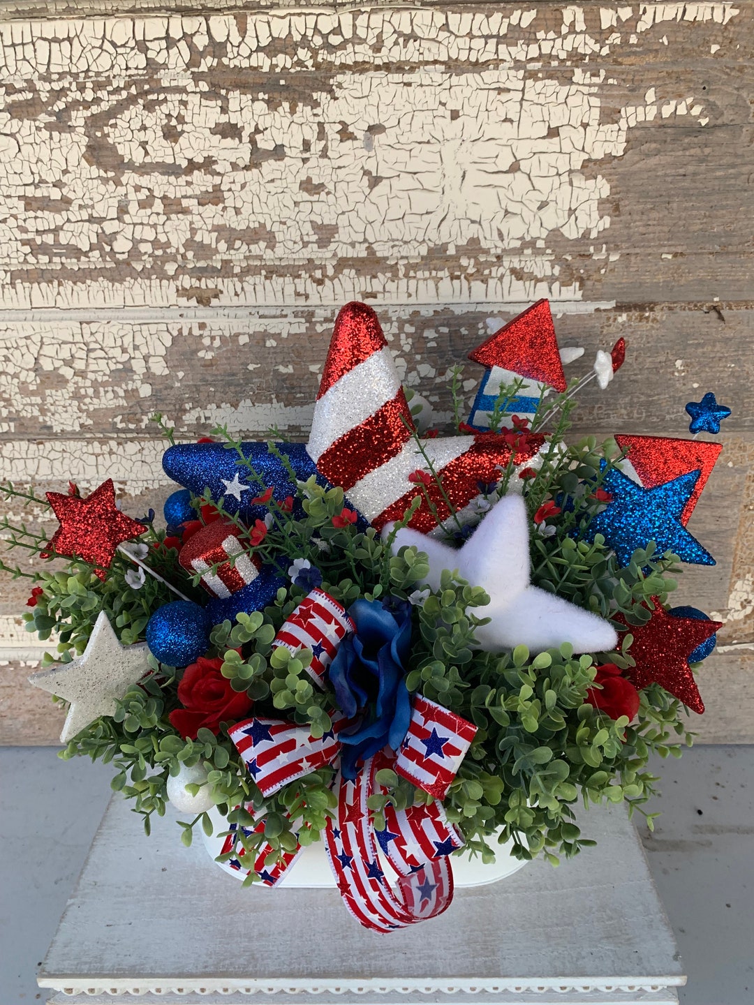 Patriotic Table Arrangement Patriotic Centerpiece Americana Decor ...