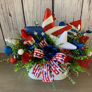 Patriotic Table Arrangement Patriotic Centerpiece Americana Decor ...
