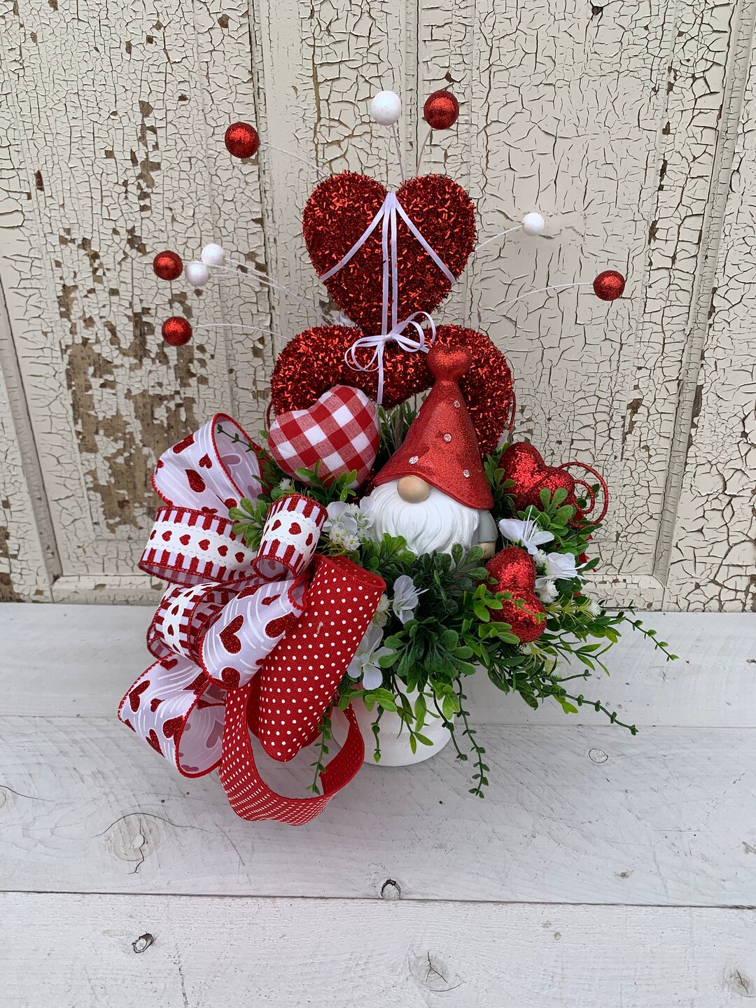 Gnome Valentine Centerpiece Valentine Table Arrangement Valentine Table ...