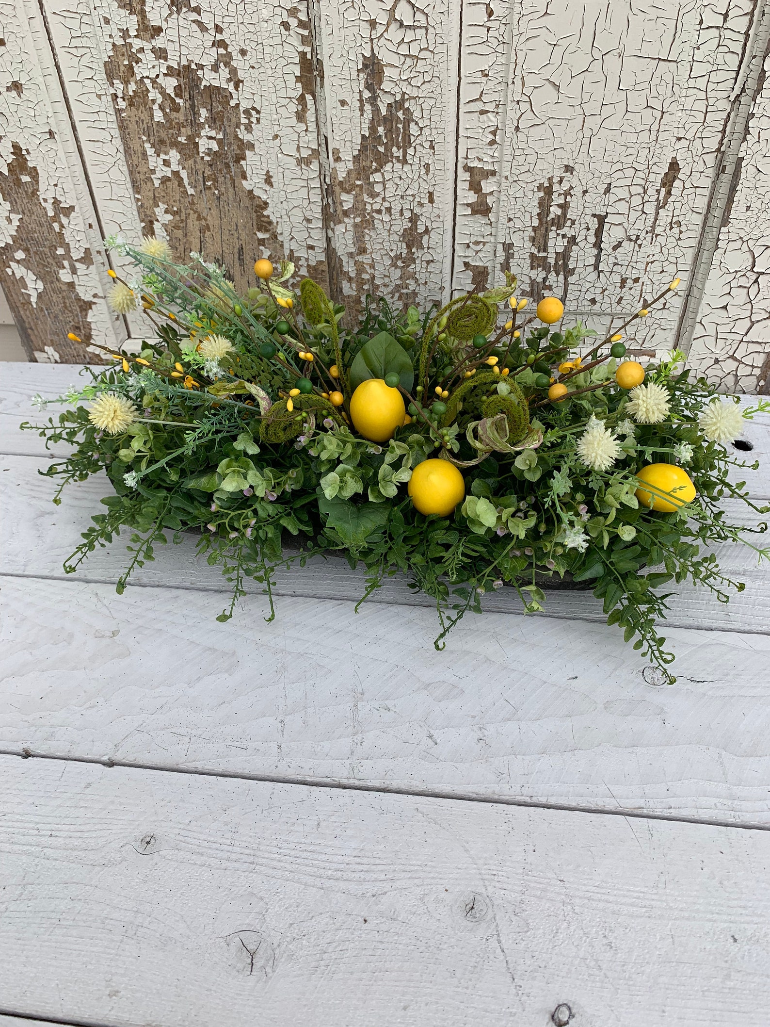 Lemon Mantel Arrangement, Spring Summer Table Centerpiece - Etsy