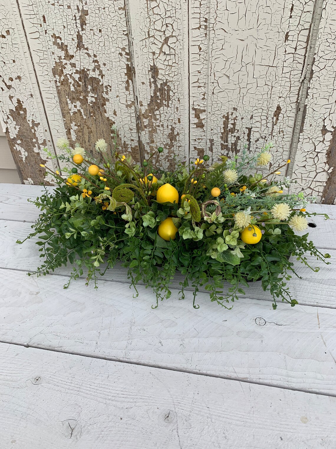 Lemon Mantel Arrangement, Spring Summer Table Centerpiece - Etsy
