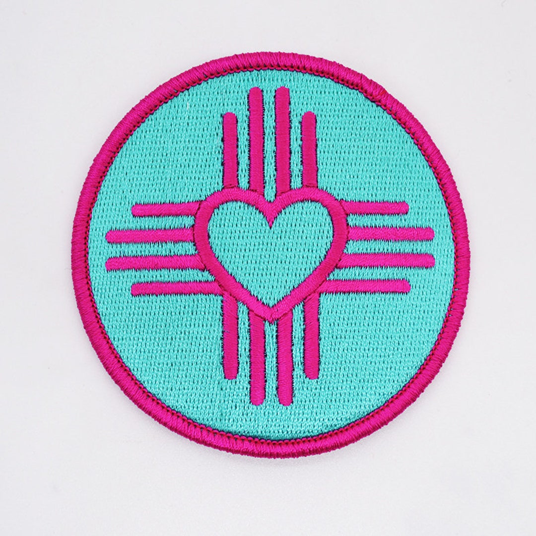 Purple on Turquoise Zia - Embroidered Patch - Etsy