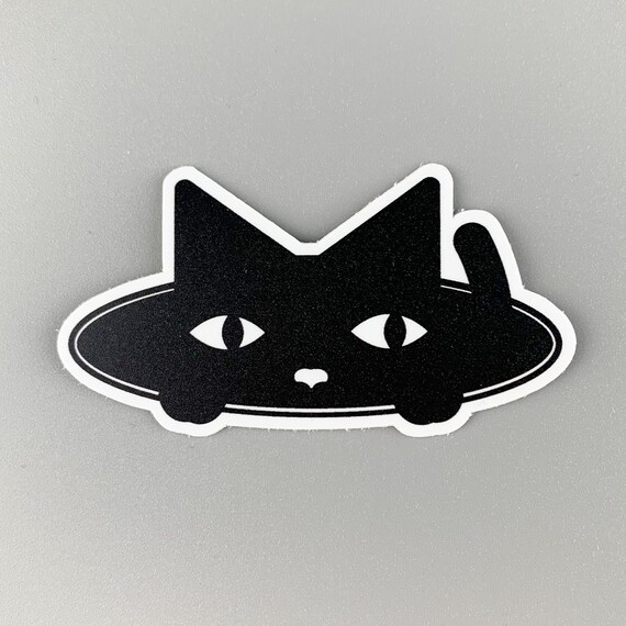 Black Cat Lurking Sticker - Etsy
