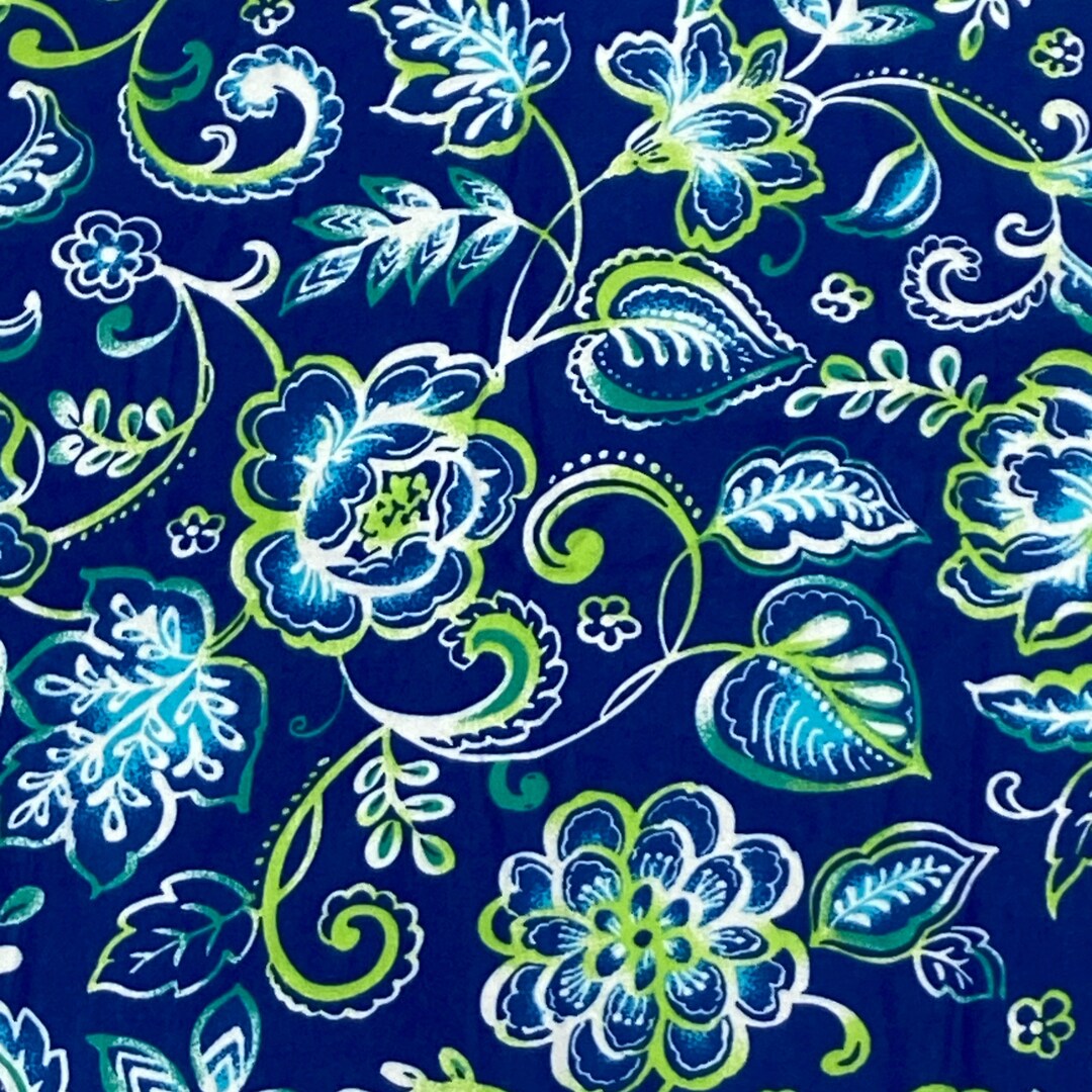 Royal Blue Lime Green White Flannel Fabric Cotton by the Yard - Etsy