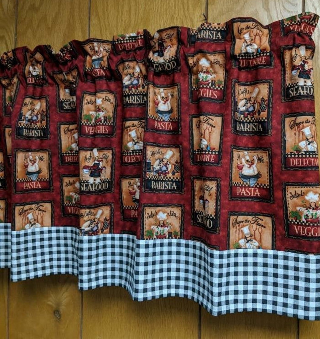 Fat Chef Checkered Border Trim Handmade Valance - Etsy