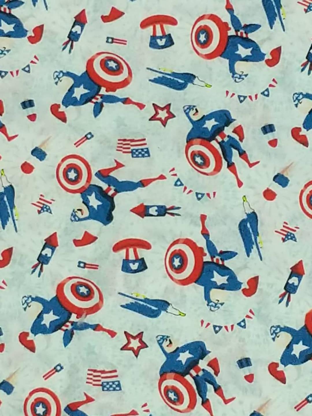 Captain America Cotton White Red Fabric by the Yard Fat Quarter - Etsy