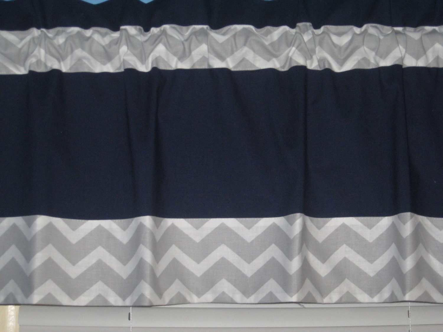 LINED Handmade NAVY With Gray White Chevron TRIM Window - Etsy