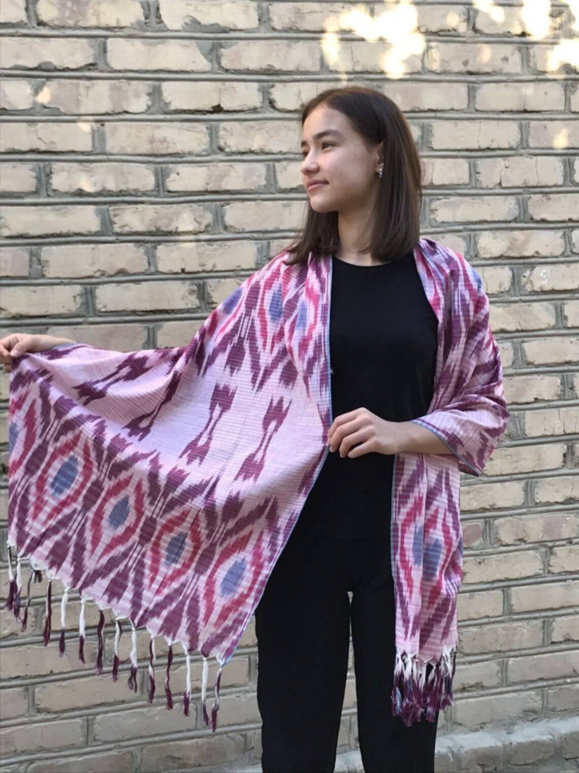 Bright Scarf IKAT Uzbek Scarf - Etsy Norway
