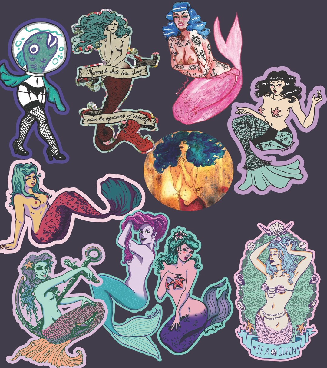 Mermaid Stickers - Etsy