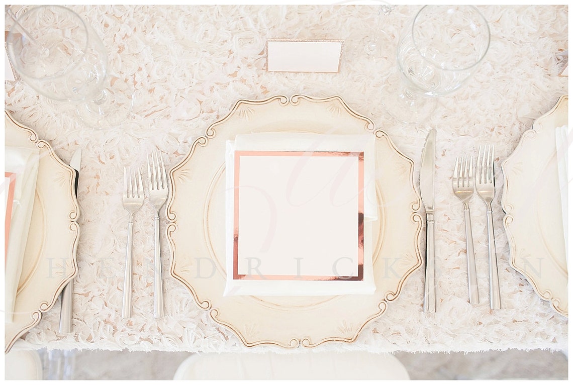 Dinner Menu Mockup Rose Gold and Elegant Table Setting Stock Photo - Etsy