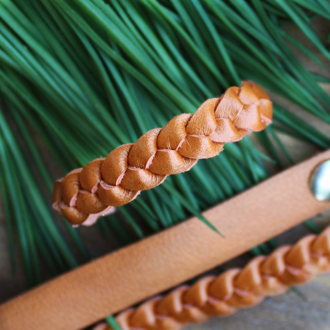 Maple Braided Leather Bracelet / Leather Braid / Orange Brown Matte ...